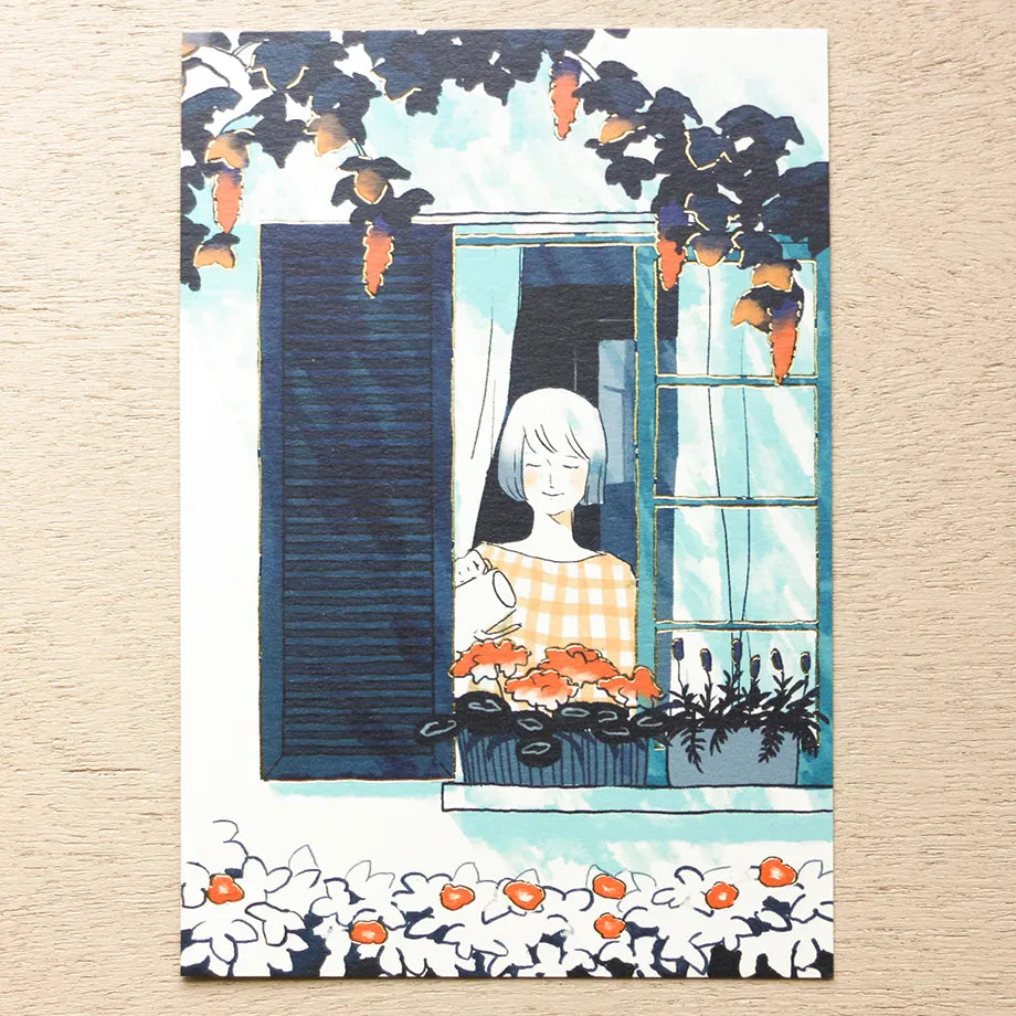 Cozyca products: Sayuri Fujimaki: Postcard - 窓辺、ジョウロ (Ordinary Life ...